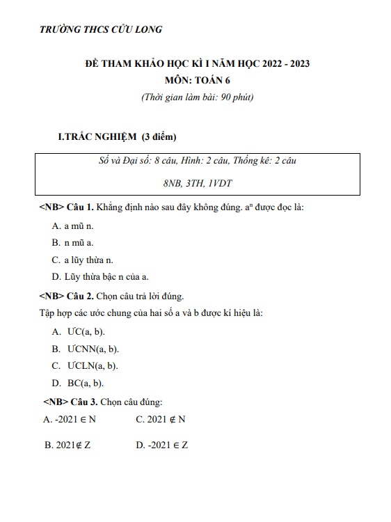 Đề Thi HK1 Toán 6 - Trang 8 trên 11 - THCS.TOANMATH.com