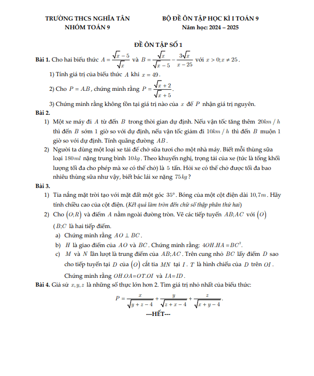bo-de-on-tap-hoc-ki-1-toan-9-nam-2024-2025-truong-thcs-nghia-tan-ha-noi - THCS.TOANMATH.com